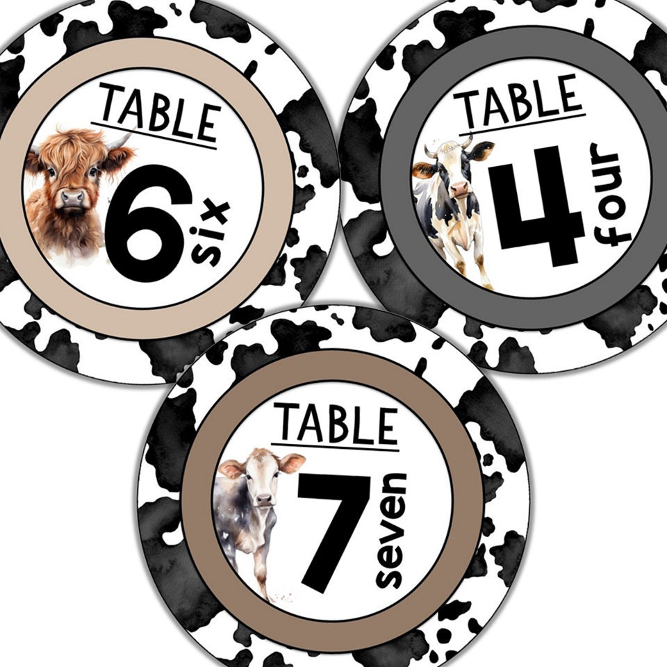 PRINTABLE Cow Print Table Numbers Farmhouse Classroom Decor Classroom ...