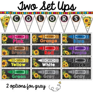 PRINTABLE Color Posters Pack | Sunflower Farmhouse Classroom Decor ...