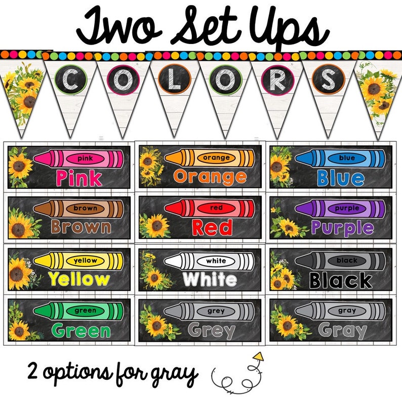 PRINTABLE Color Posters Pack | Sunflower Farmhouse Classroom Decor ...