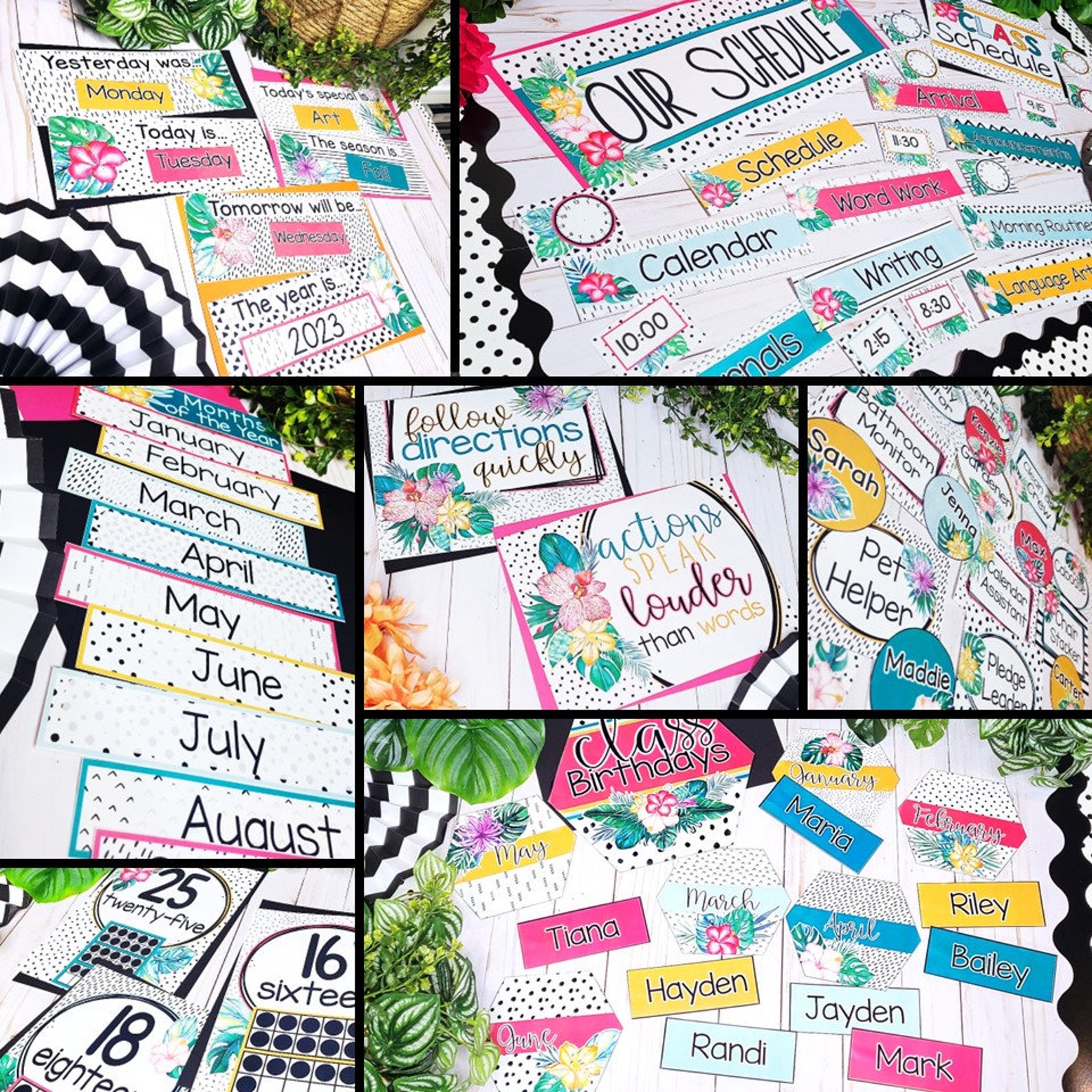 Modern Tropical Classroom Decor Bundle | Classroom Bulletin Board ...