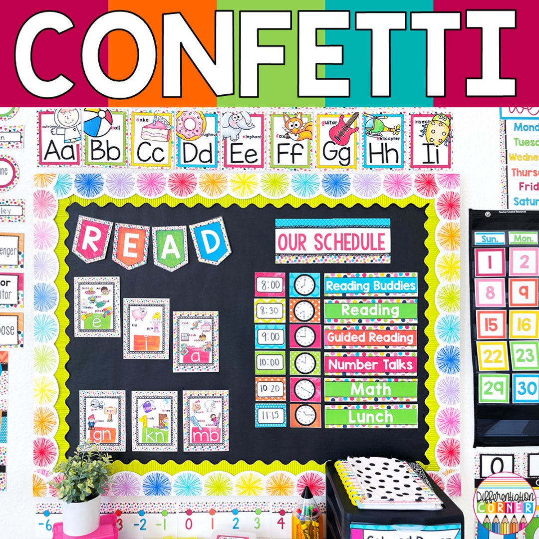 Confetti Rainbow Classroom Decor Bundle | Classroom Bulletin Board ...