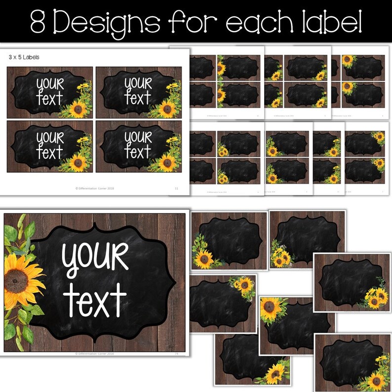 Editable Classroom Labels Sunflower Farmhouse Classroom Decor Sunflower