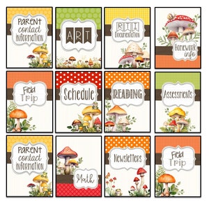 Editable Mushroom Binder Covers and Spines Retro Classroom Decor ...