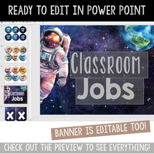 Editable Classroom Job Chart Template Space Classroom Decor Theme ...