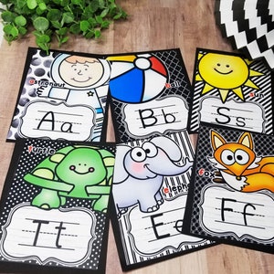 Alphabet Posters Classroom Black and White Classroom Decor Alphabet ...