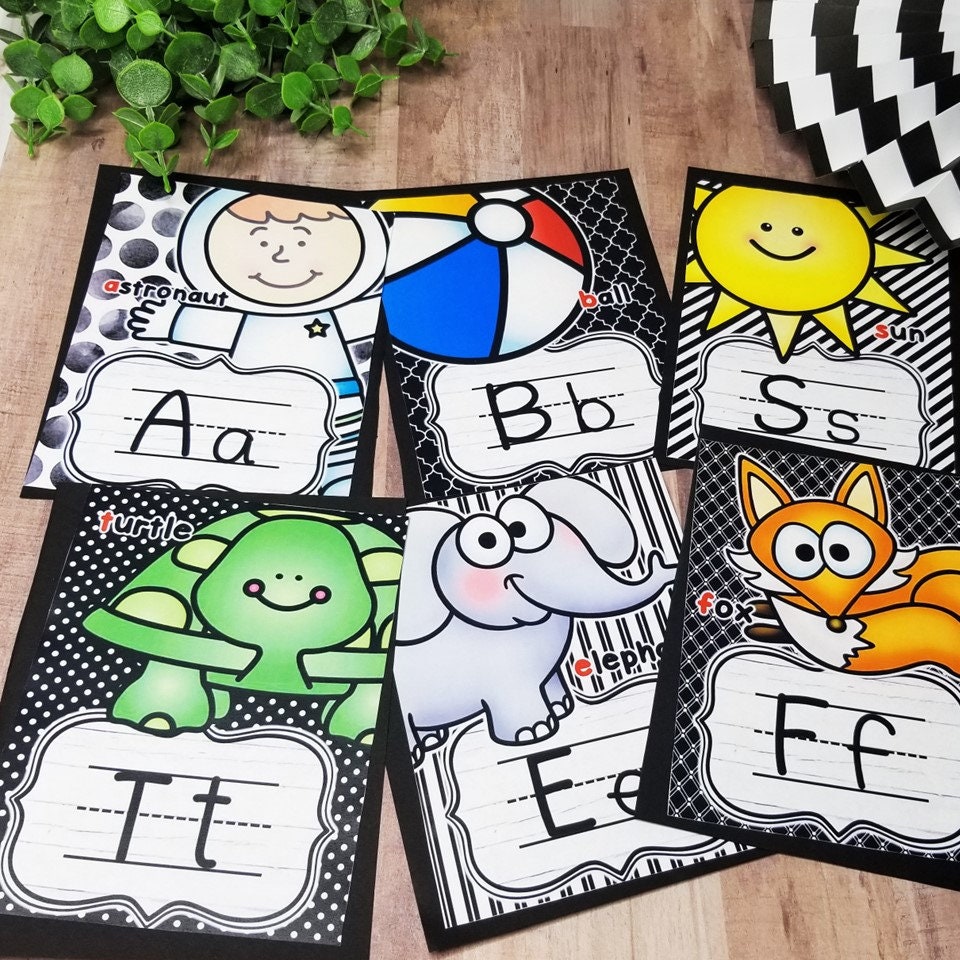 Alphabet Posters Classroom Black and White Classroom Decor Alphabet ...