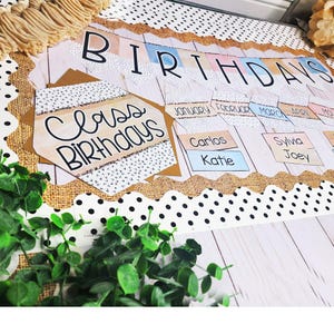 Boho Classroom Birthday Board Neutral Boho Classroom Decor Birthday ...