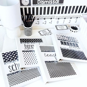 Editable Binder Covers and Spines Black and White Classroom Decor Black ...