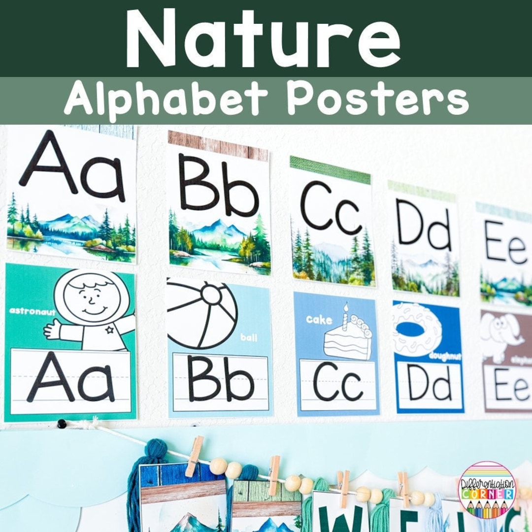 Cursive and Print Alphabet Posters for the Classroom Nature Classroom ...