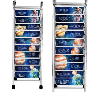 10 Drawer Rolling Cart Labels Editable Space Classroom Decor Space ...