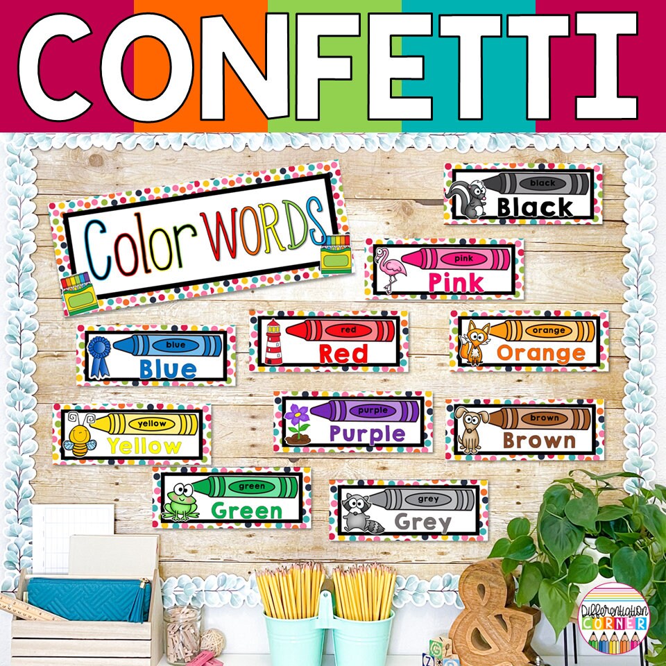 PRINTABLE Color Posters Pack Confetti Rainbow Classroom - Etsy