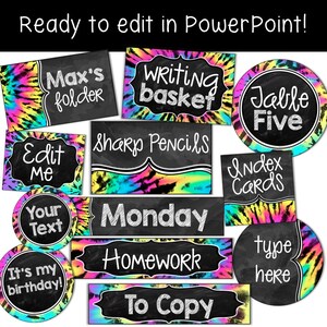 Editable Classroom Labels Tie Dye Retro Classroom Decor Classroom ...