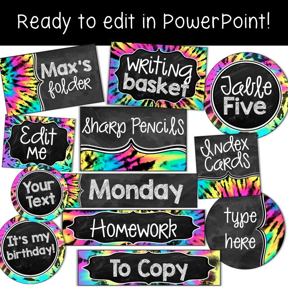 Editable Classroom Labels Tie Dye Retro Classroom Decor Classroom ...