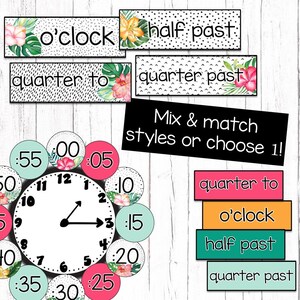 PRINTABLE Tropical Clock Label Numbers in 5 Minute Intervals | Tropical ...