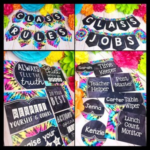 Tie Dye Retro Classroom Decor Bundle Classroom Bulletin Board Display ...