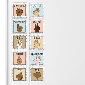 Classroom Hand Signal Posters, Neutral Boho Classroom Decor, Editable ...