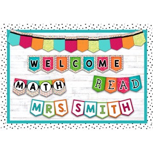 Editable Confetti Rainbow Bunting Bulletin Board Banner Letters ...