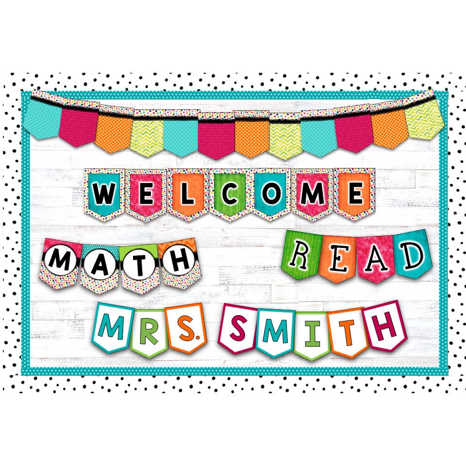 Editable Confetti Rainbow Bunting Bulletin Board Banner Letters ...