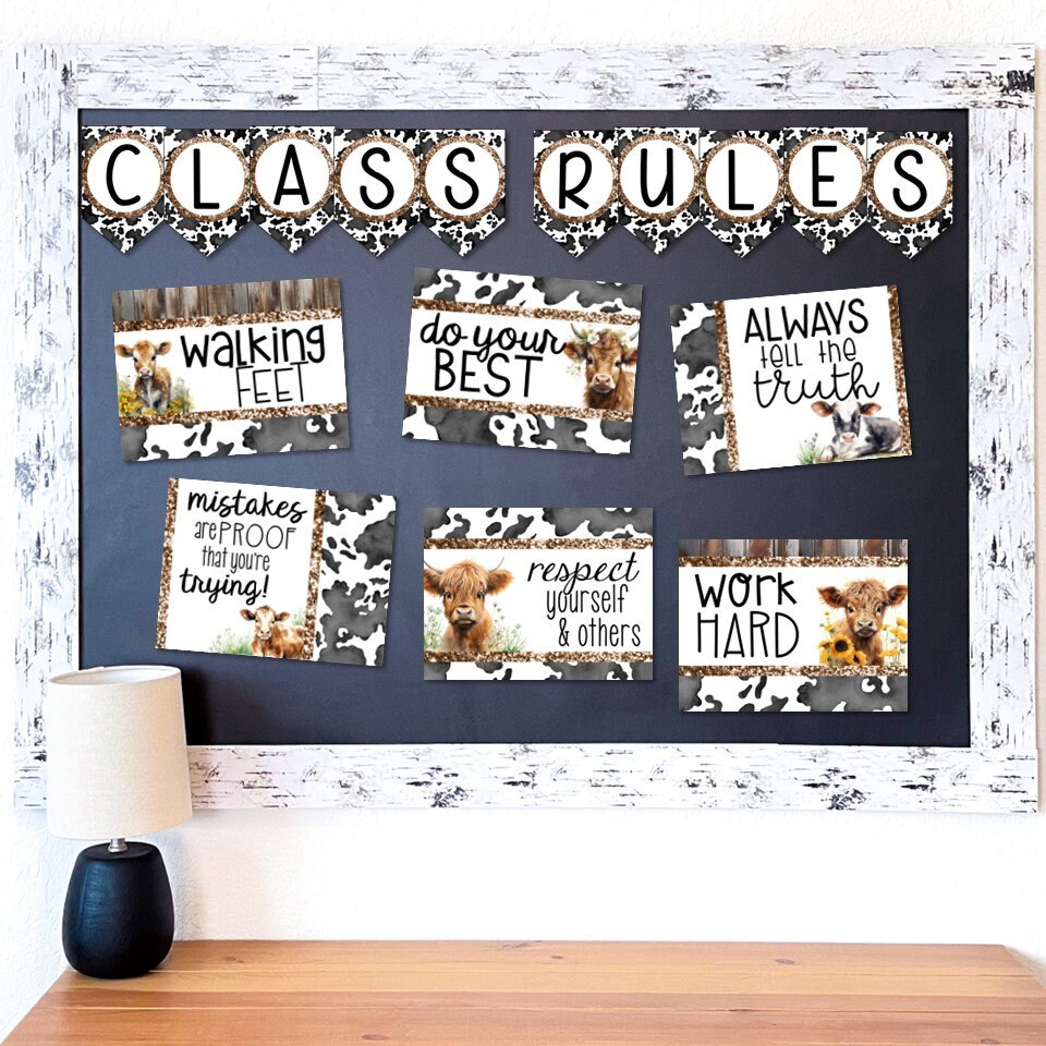 Cow Print Farmhouse Classroom Rules Posters Farmhouse Cow - Etsy