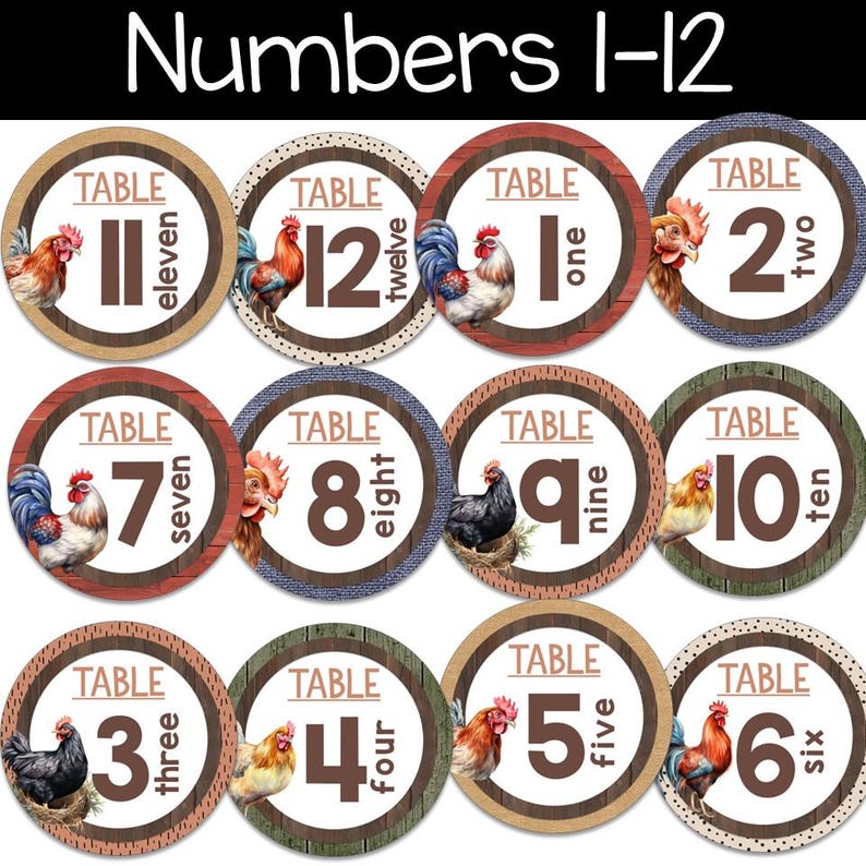 PRINTABLE Chicken Table Numbers Farmhouse Classroom Decor Classroom ...