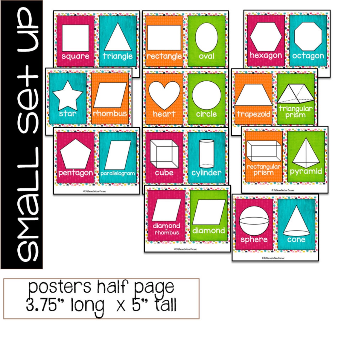 PRINTABLE Shape Posters and Charts Confetti Rainbow Classroom Decor 2D ...
