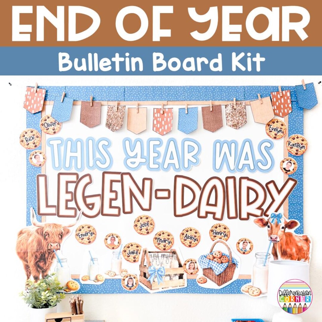 End of Year Bulletin Board Kit Highland Cow Classroom May Bulletin ...