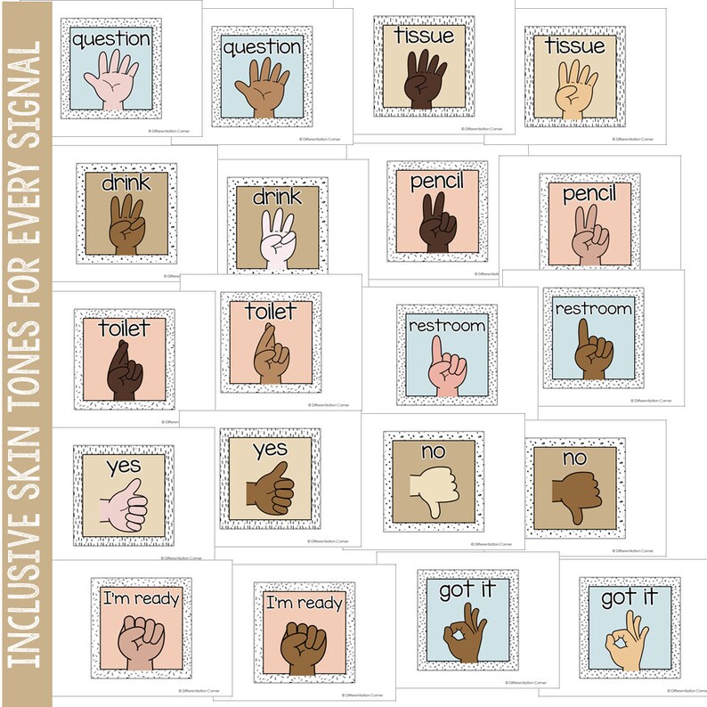 Classroom Hand Signal Posters, Neutral Boho Classroom Decor, Editable ...