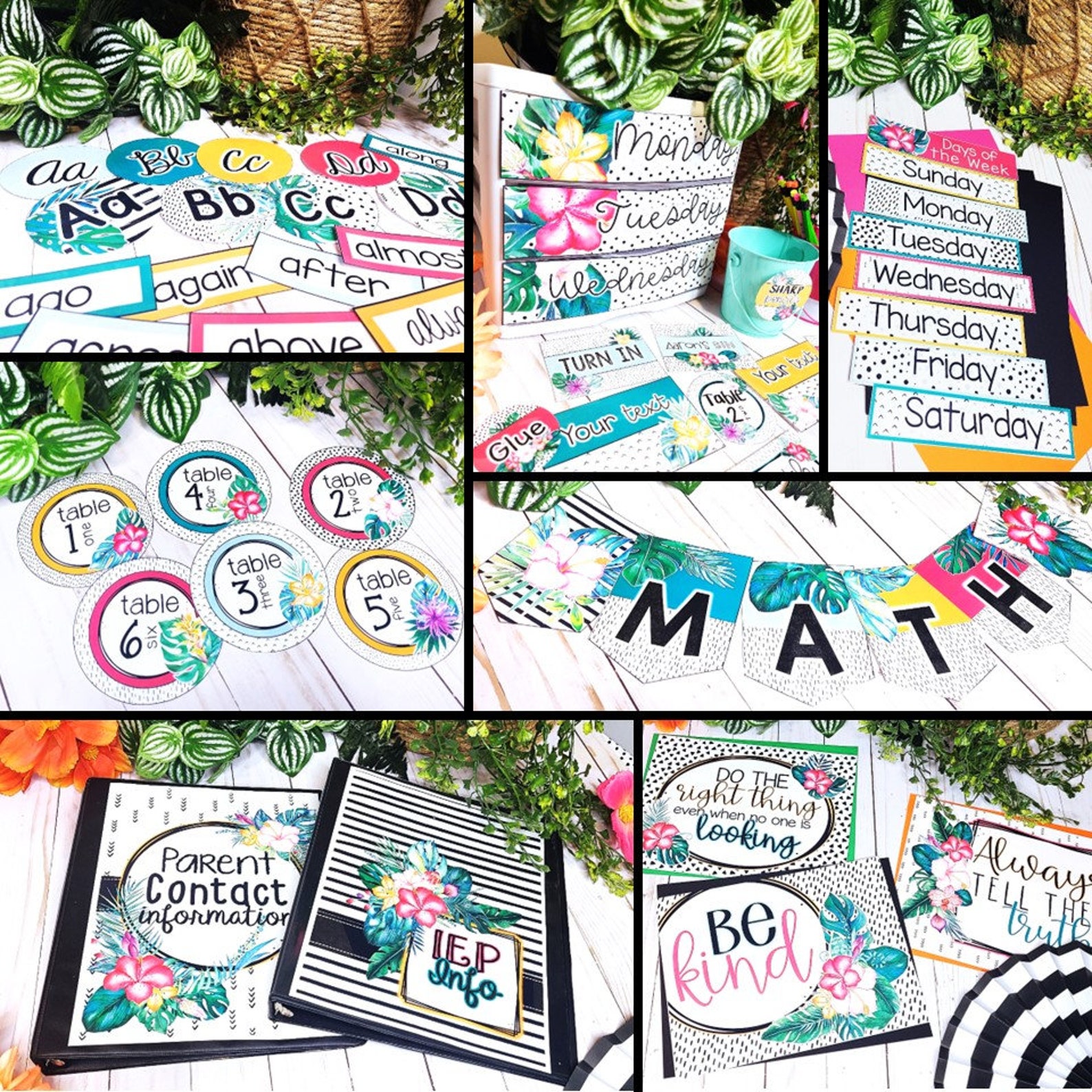 Modern Tropical Classroom Decor Bundle | Classroom Bulletin Board ...