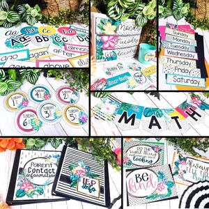 Modern Tropical Classroom Decor Bundle | Classroom Bulletin Board ...