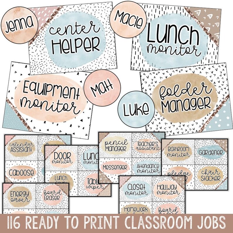 Editable Classroom Job Chart Template Neutral Boho Classroom Decor ...
