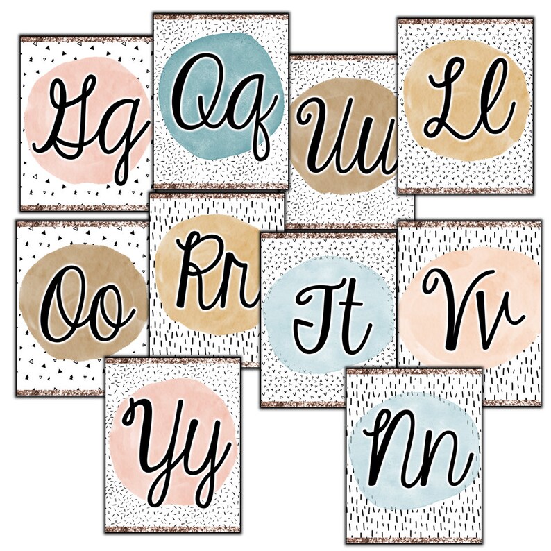 Cursive Alphabet Posters for the Classroom Boho Neutral Classroom Decor ...
