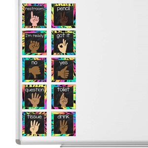 Classroom Hand Signal Posters Tie Dye Retro Classroom Decor, Editable ...