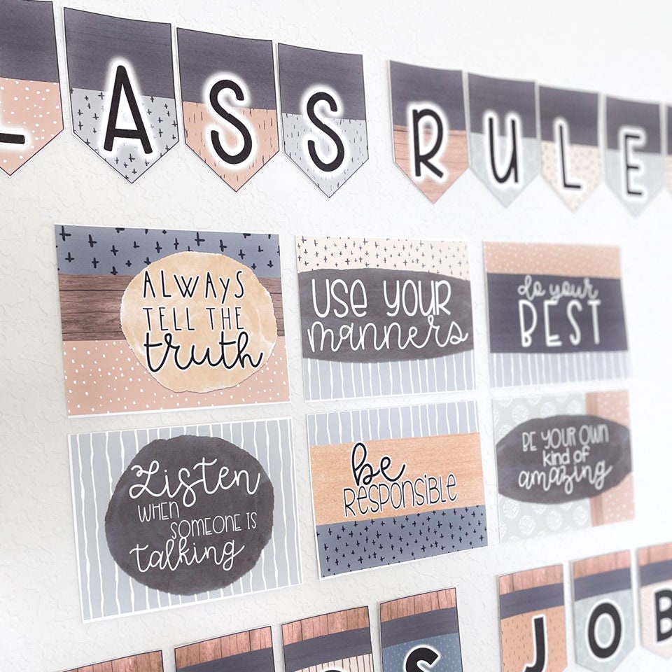 Editable Boho Classroom Rules Posters Neutral Boho Classroom Decor ...