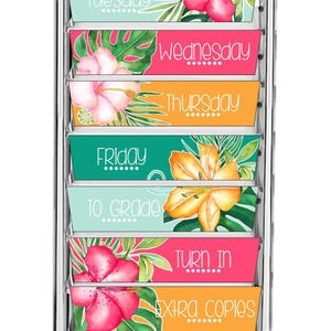 10 Drawer Cart Rolling Labels Editabletropical Classroom Decor Jungle ...