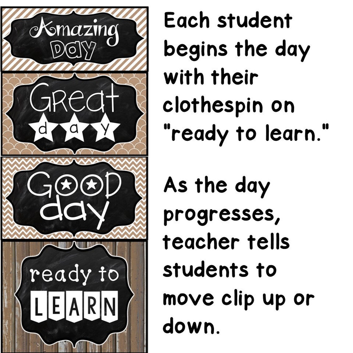 Printable Behavior Clip Chart, Neutral Farmhouse Classroom Decor ...