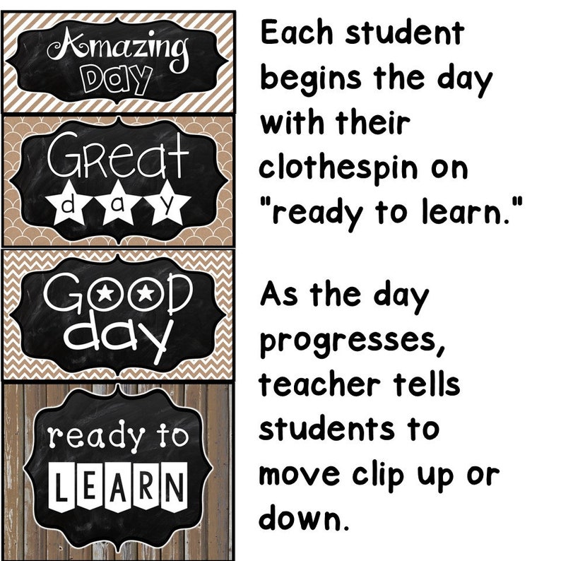 Printable Behavior Clip Chart, Neutral Farmhouse Classroom Decor ...