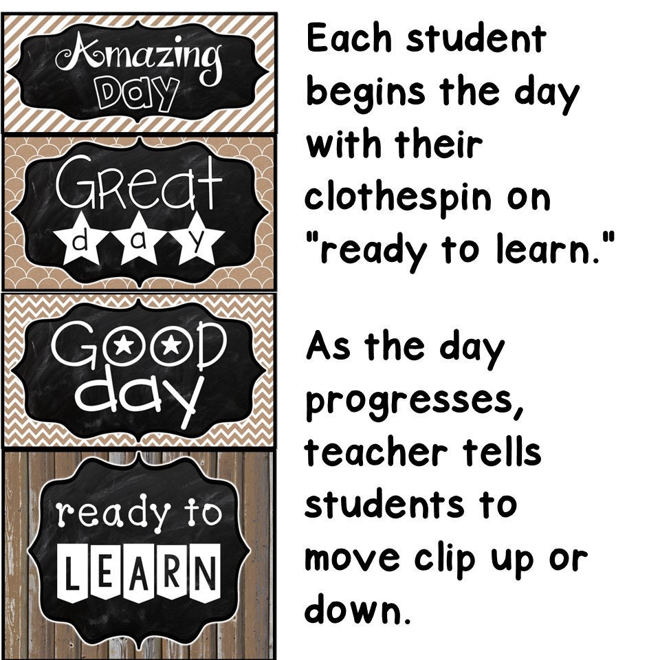 Printable Behavior Clip Chart, Neutral Farmhouse Classroom Decor ...