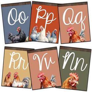 Alphabet Posters for the Classroom Chicken Farmhouse Classroom Decor ...