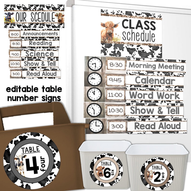 Cow Print Neutral Classroom Decor Bundle | Classroom Bulletin Board ...