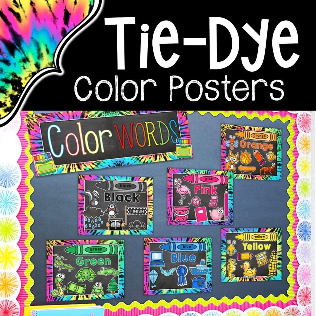 PRINTABLE Color Posters Pack Tie Dye Retro Classroom Decor Retro Colors ...