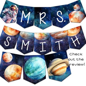Editable Space Bunting Bulletin Board Banner Letters Space Classroom ...