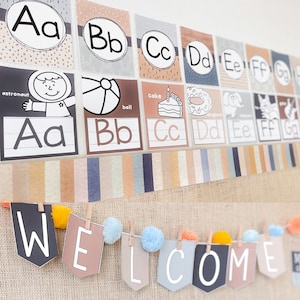 Modern Neutral Boho Classroom Decor Bundle | Classroom Bulletin Board ...