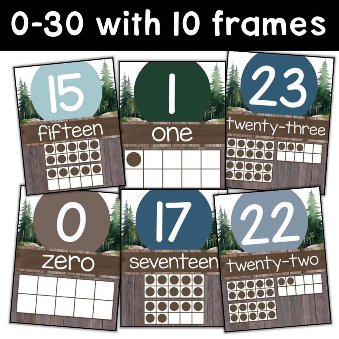 Number Posters 0-30 Number Line Negative Numbers Nature Classroom Theme ...