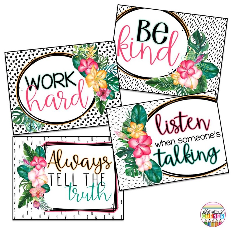 Editable Tropical Classroom Rules Posters Tropical Classroom Decor ...
