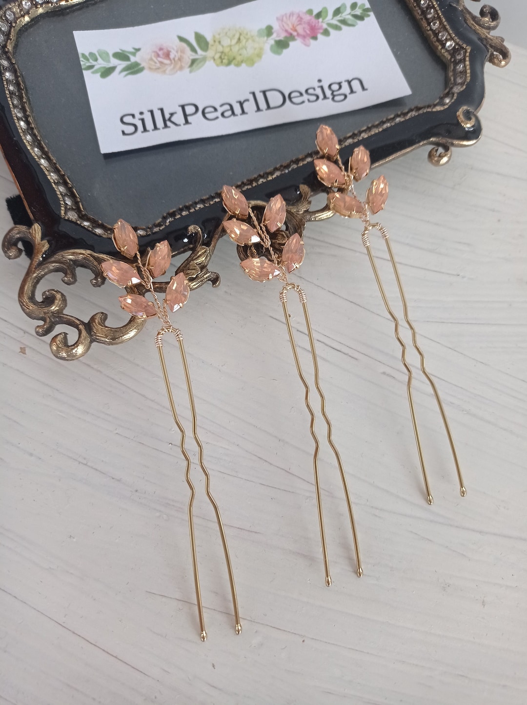 Coral Hair Pins, Blush Color Bridal Hair Clip, Pink Hair Accessories ...