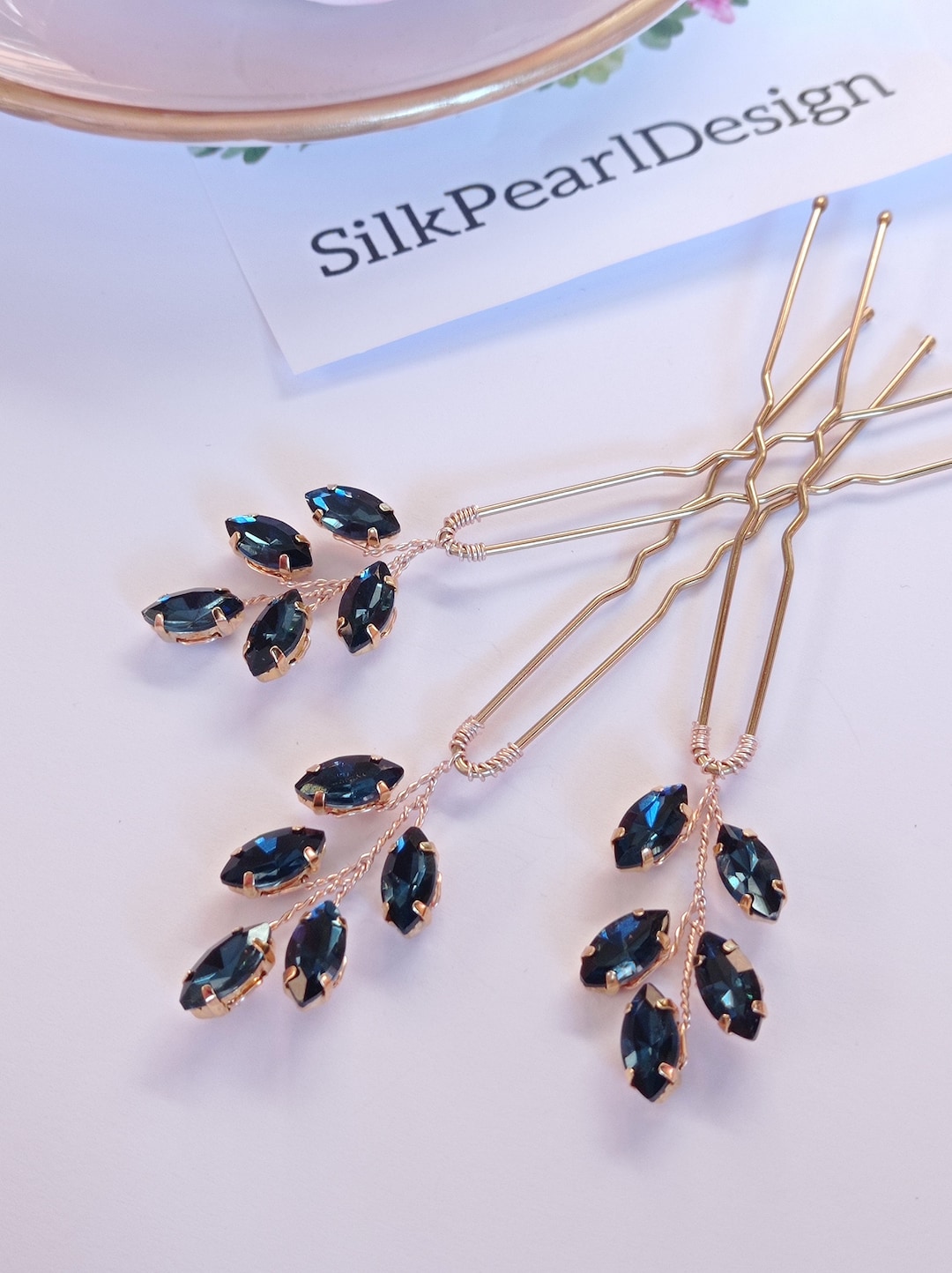 Navy Blue Hair Pins, Navy Blue Hair Accessories Hair Pins, Wedding Navy ...