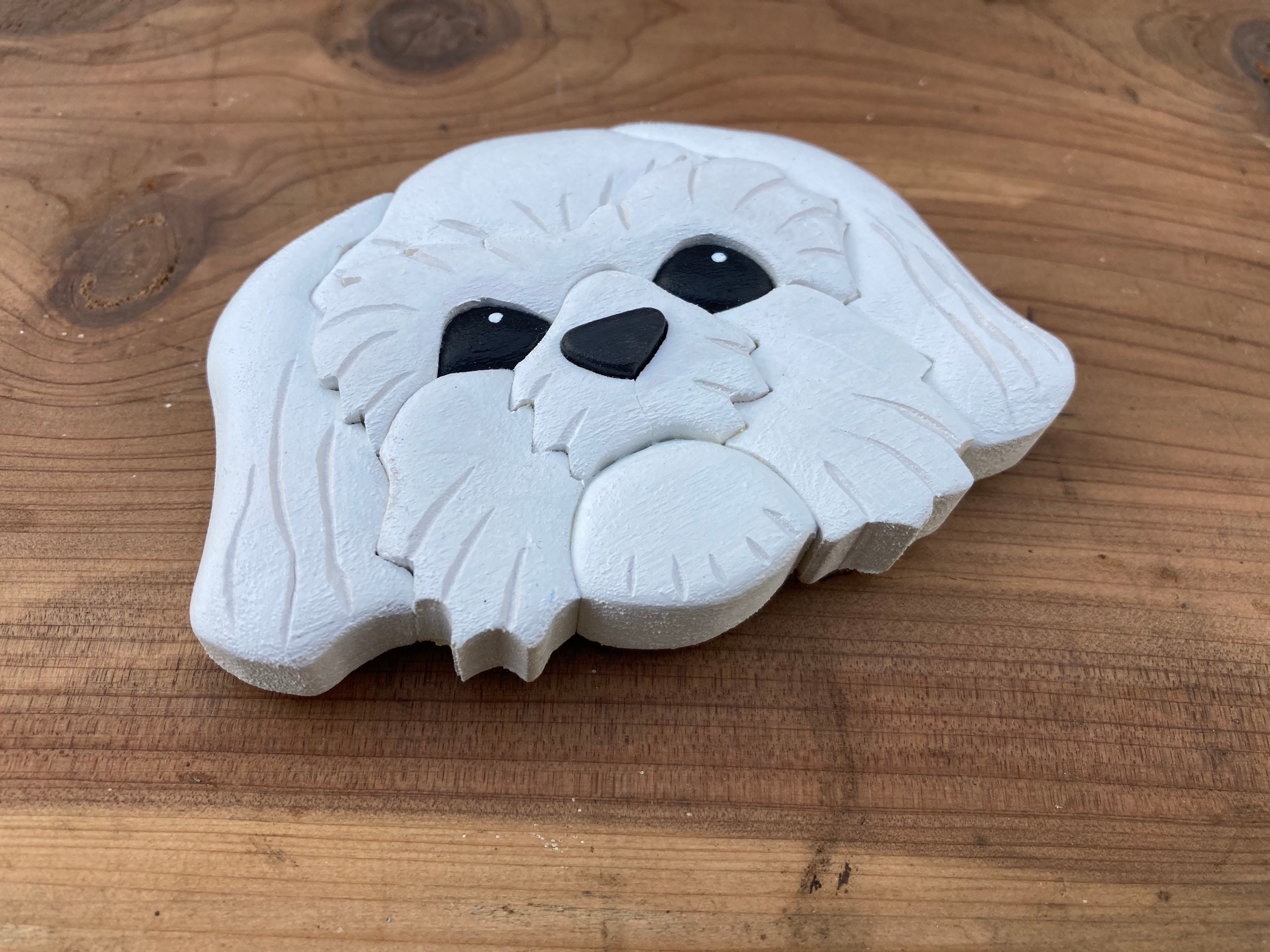 White Shih Tzu Maltese Wood Magnet Customizable Gift for Dog - Etsy