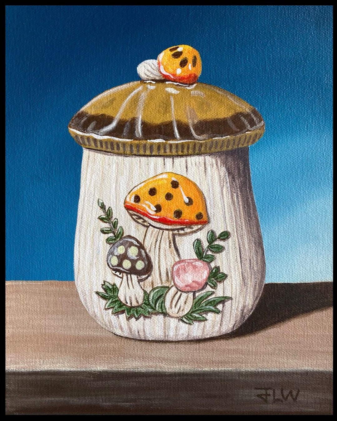 Mushroom Canister Acrylic Painting, 8”x10” Original Still Life, Merry ...