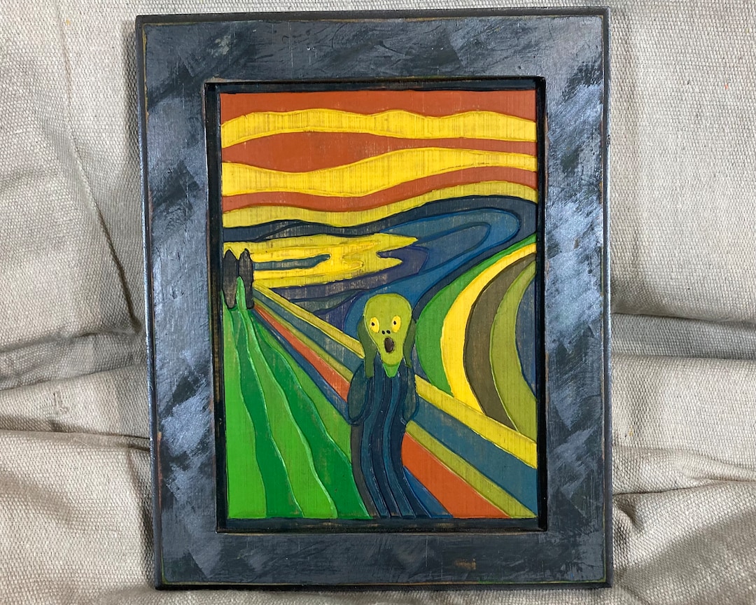 The Scream, Replica Painting, Wood Carved Wall Art, Gothic Stlye ...