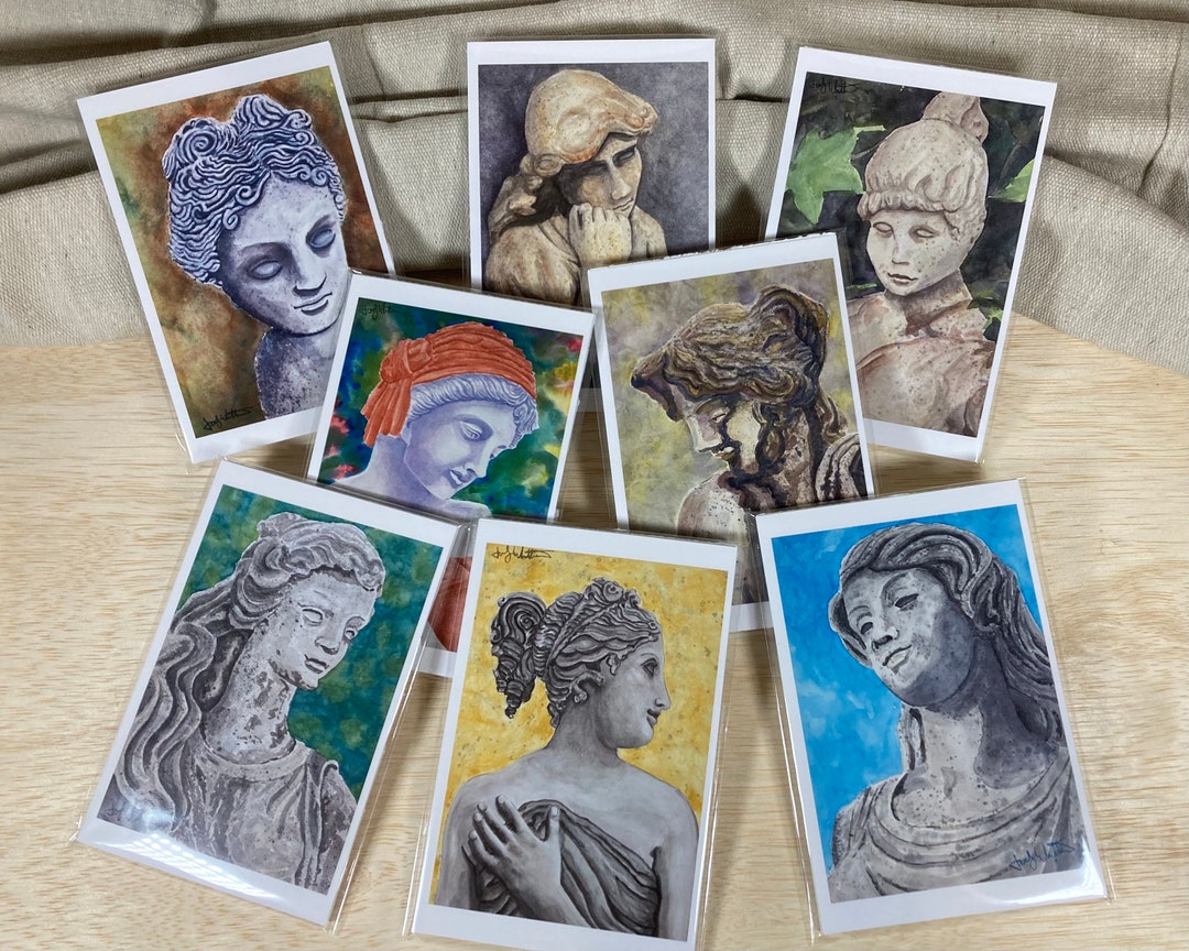 Female Statues Watercolor Prints, Signed Print, Female Expressions ...